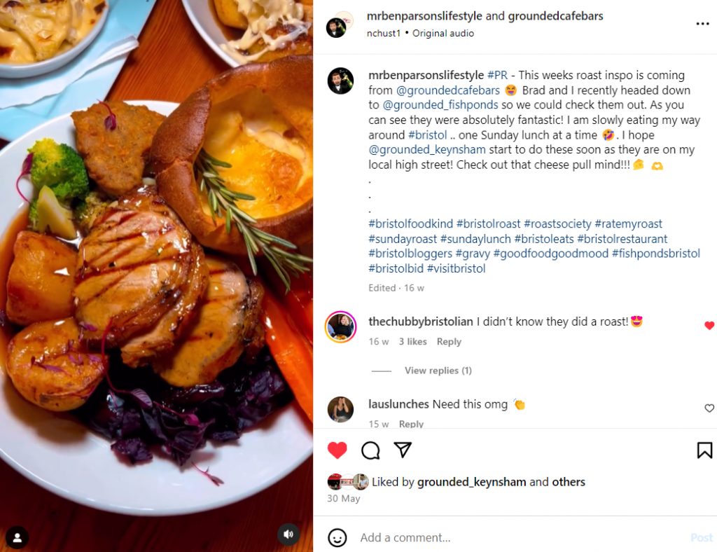 Roast Dinners - Grounded Cafe Bars